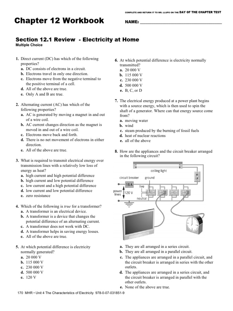 Ch12 Workbook ON Science 9 | PDF | Electricity Generation | Hydroelectricity