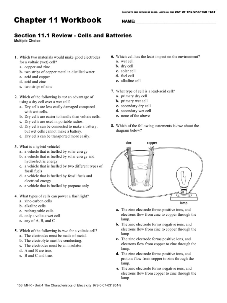 Ch11 Workbook ON Science 9 | PDF | Electrical Resistance And Conductance | Series And Parallel ...