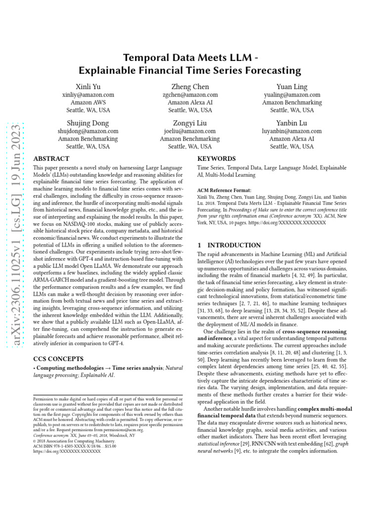 LLM explainable financial forecasting | PDF | Time Series | Machine Learning