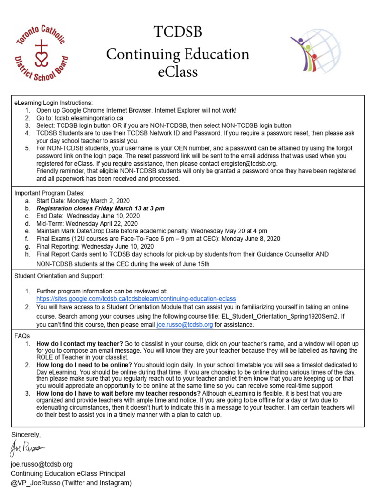 Eclass Program Information and Login Instructions | PDF | Internet | Computing