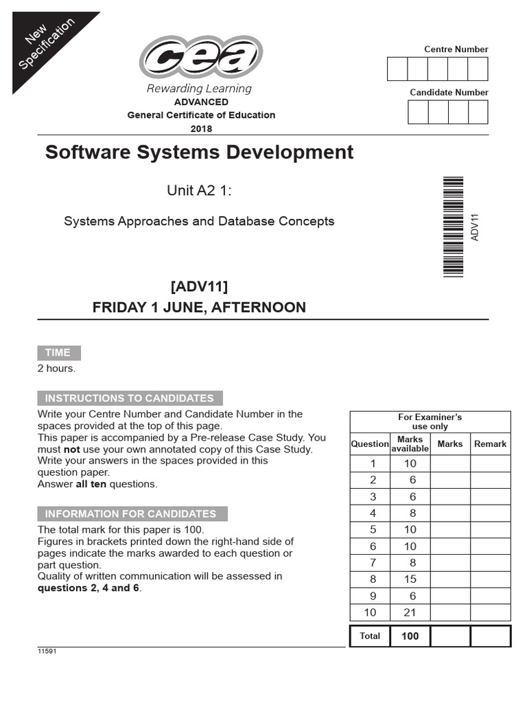 A2AS SoftwareSys Past Papers Mark Schemes Standard MayJune Series 2018 ...