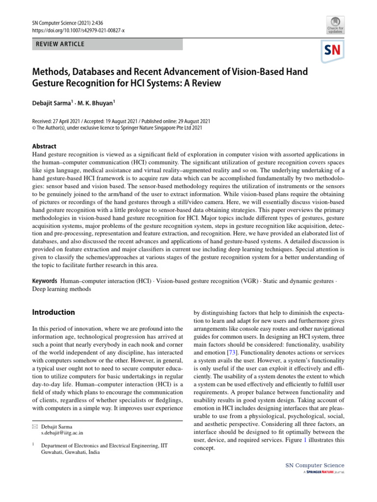 Methods, Databases and Recent Advancement of Vision Based Hand Gesture ...