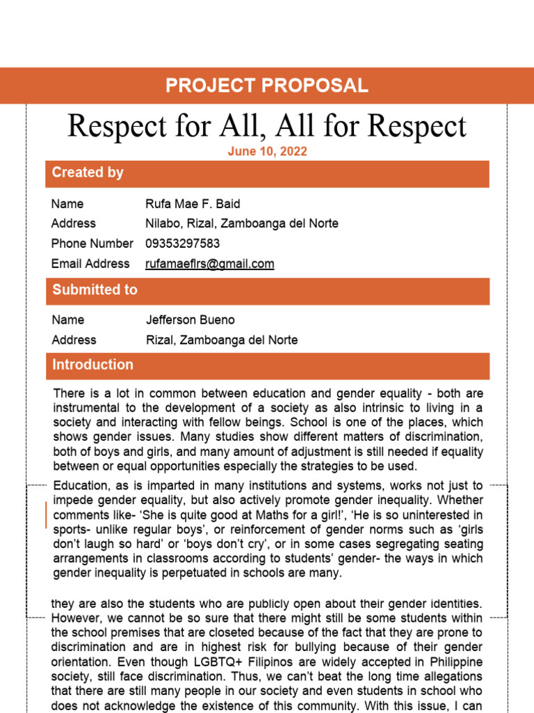 Project Proposal | PDF | Bullying | Prejudice And Discrimination