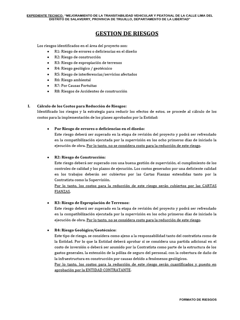 Análisis Detallado de Medida de Riesgo | PDF