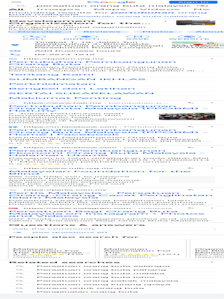 Persatuan Orang Buta Malaysia - Google Search | PDF