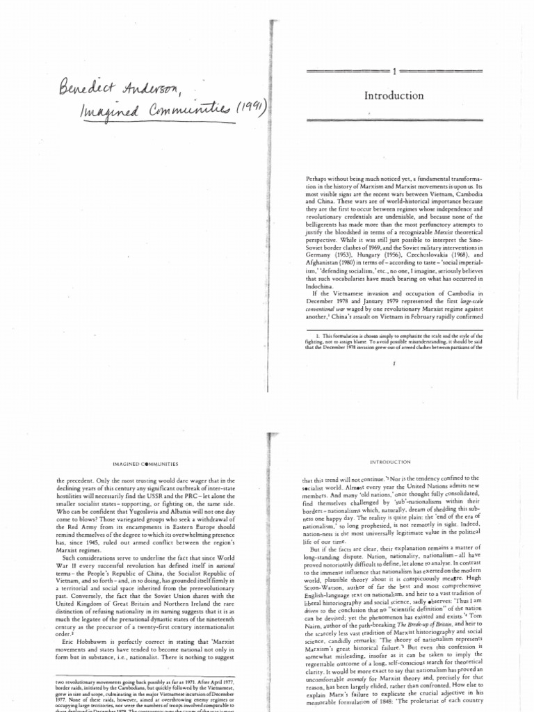 Benedict Anderson - Selections | PDF | Marxism | Nationalism