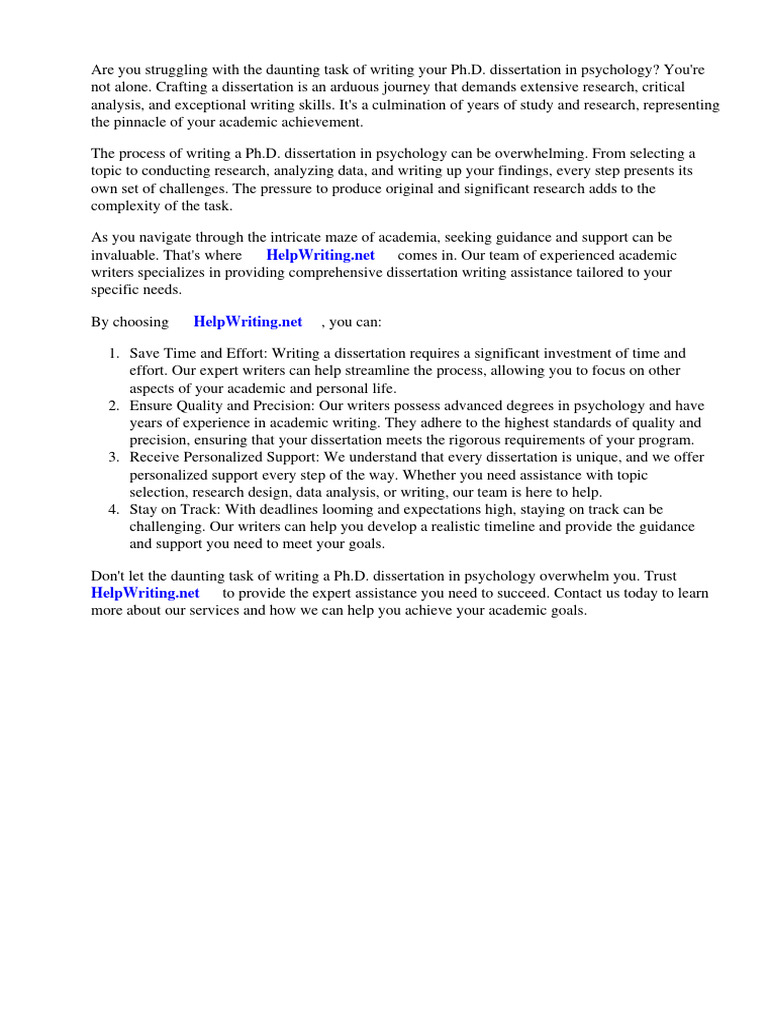 PhD Psychology Dissertation Help | PDF | Psychology | Thesis