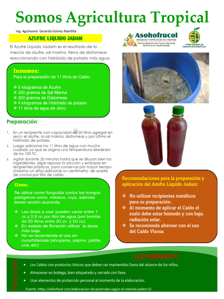 Azufre Líquido Jadam: Preparación y Uso | PDF