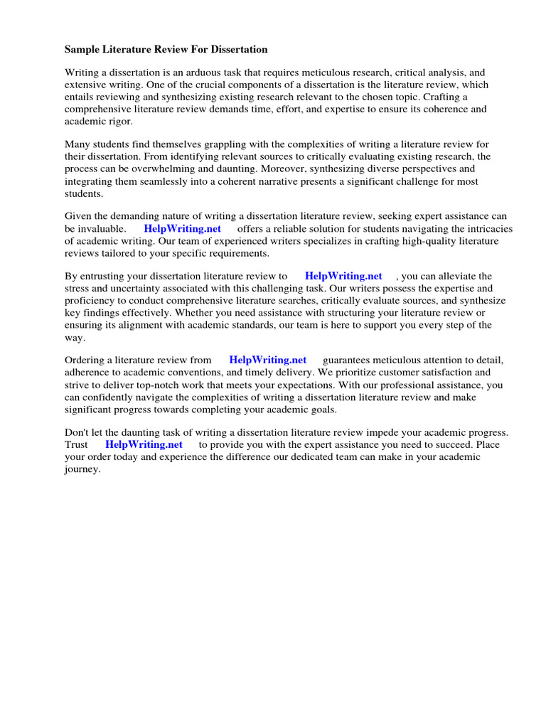 Dissertation Literature Review Help | PDF | Literature Review | Thesis