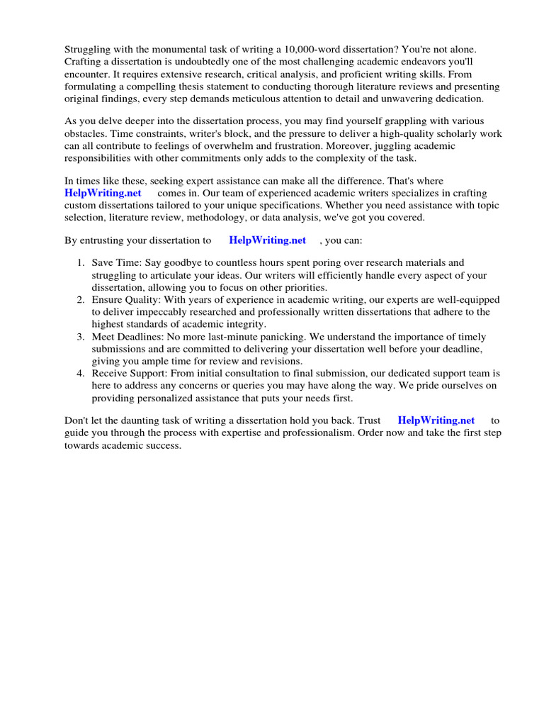 10 000 Word Dissertation | PDF | Thesis | Expert