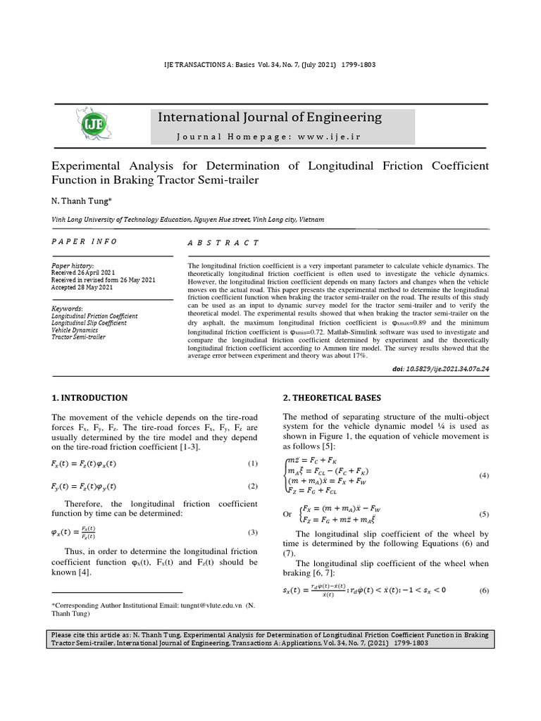 IJE - Volume 34 - Issue 7 - Pages 1799-1803 | PDF | Friction | Applied Mathematics