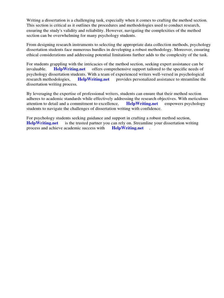 Psychology Dissertation Method Section | PDF | Psychology | Methodology