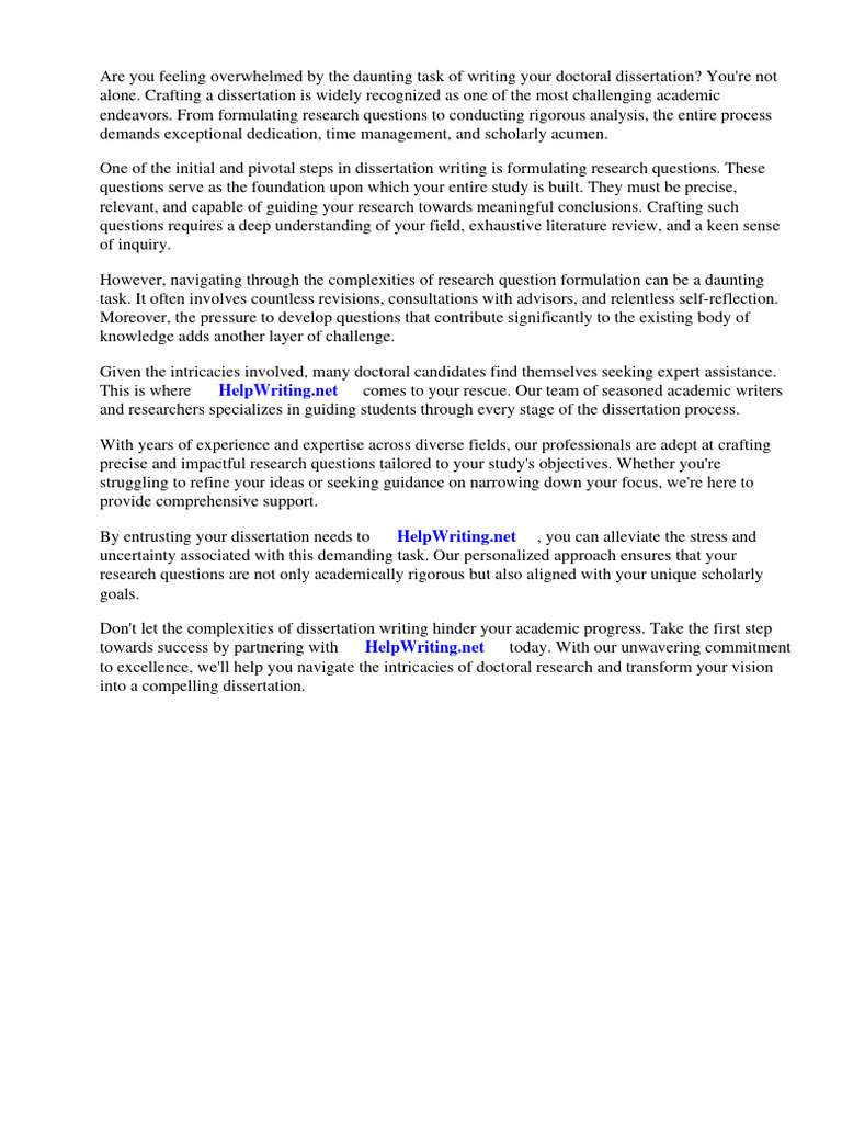 Doctoral Dissertation Research Questions | PDF | Thesis | Academic ...