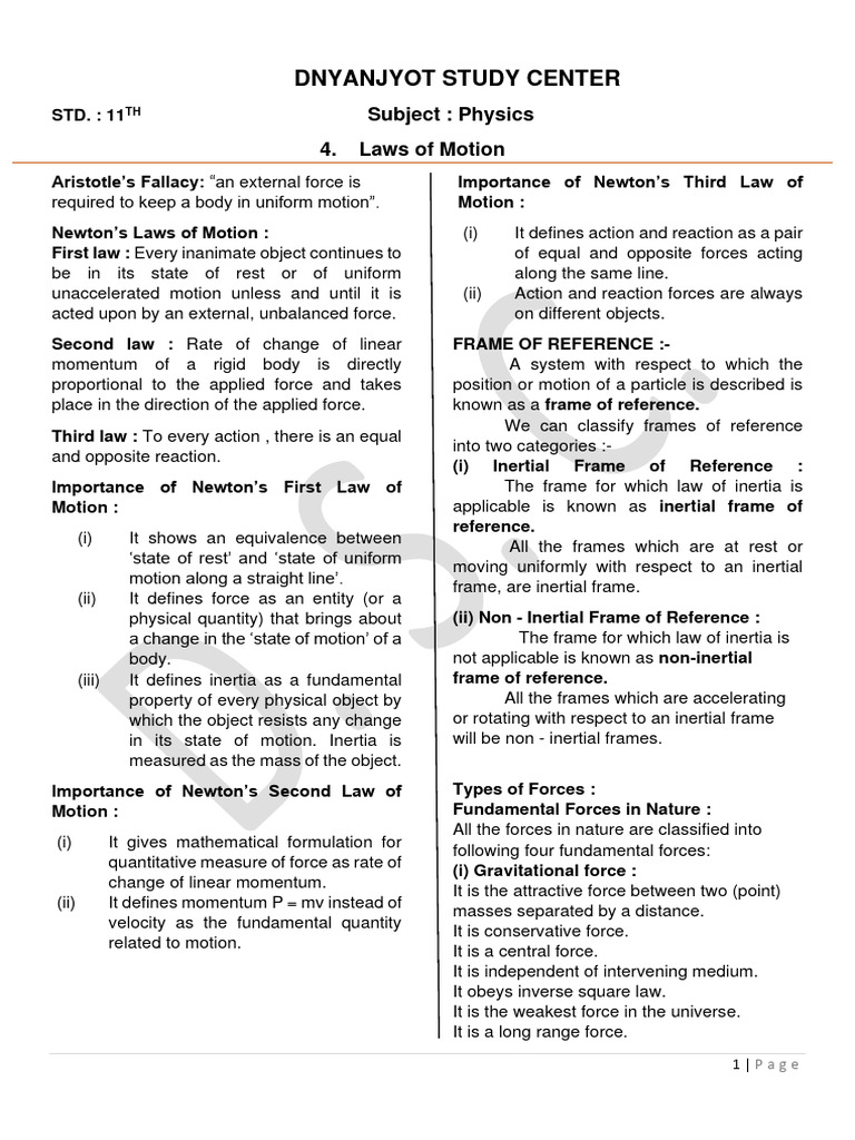 4. Laws of motion-1 | PDF | Force | Collision