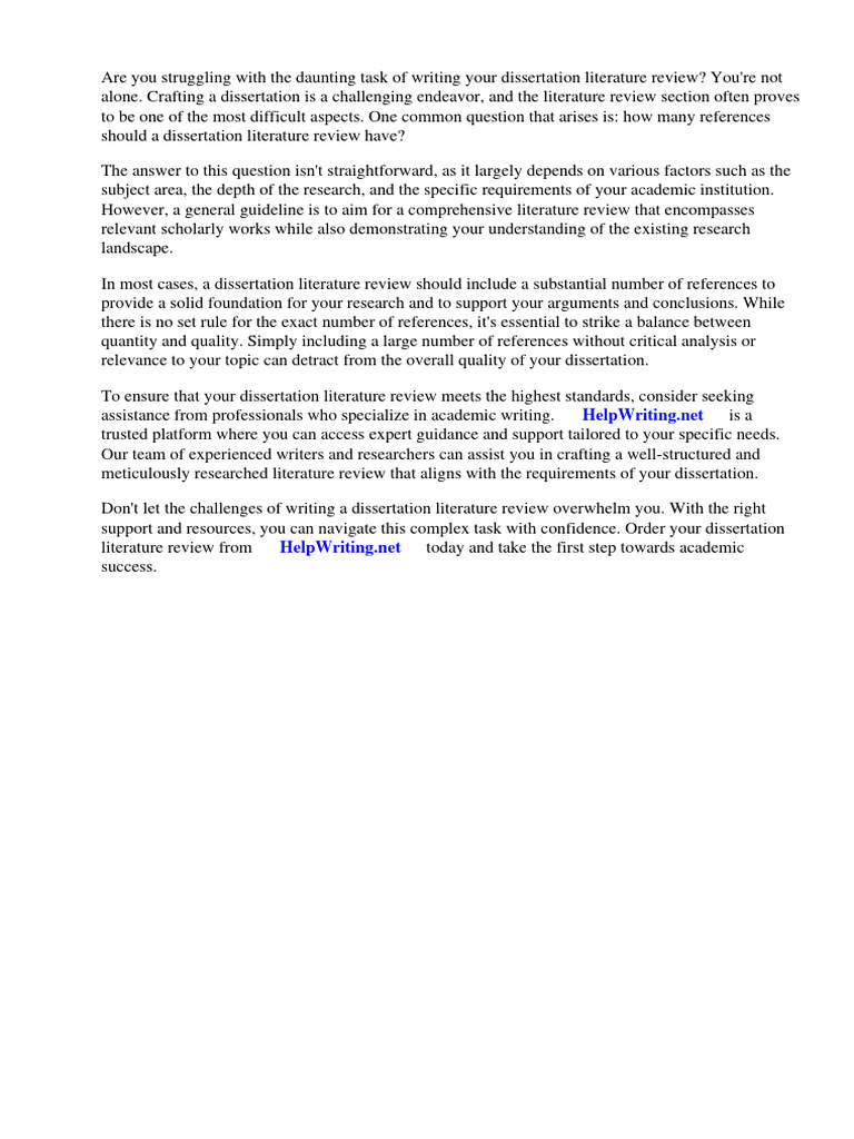 How Many References Should A Dissertation Literature Review Have | PDF | Literature Review | Thesis