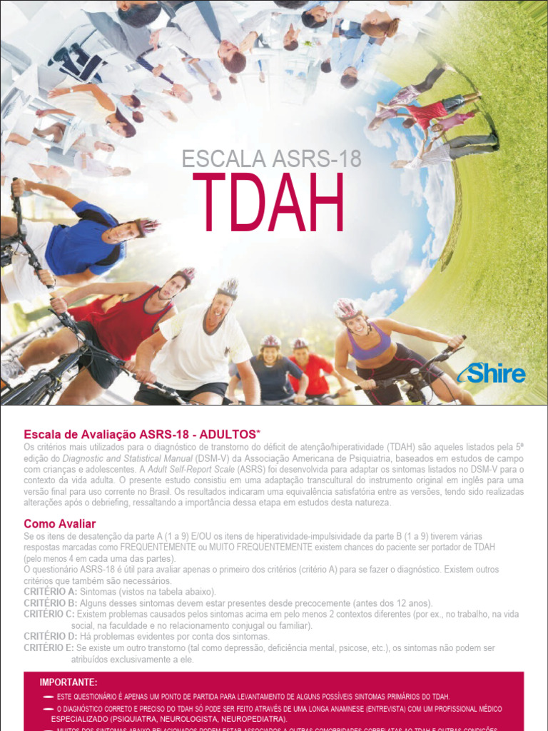 Escala ASRS-18 para Adultos | PDF | Transtorno de déficit de atenção e ...