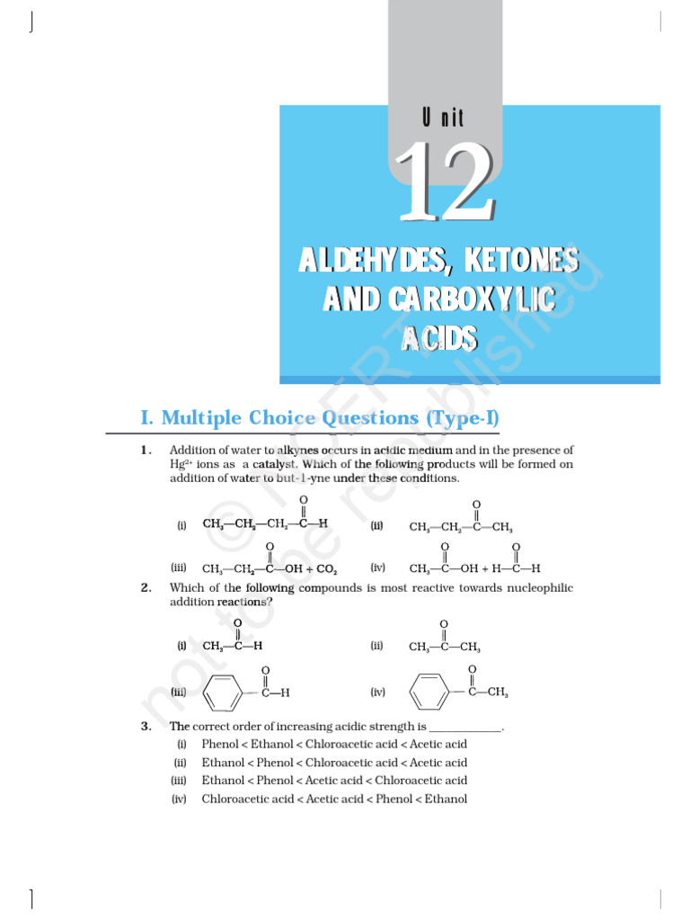 Exm N X11 Chem Ald Q 1 | PDF | Aldehyde | Chemical Compounds