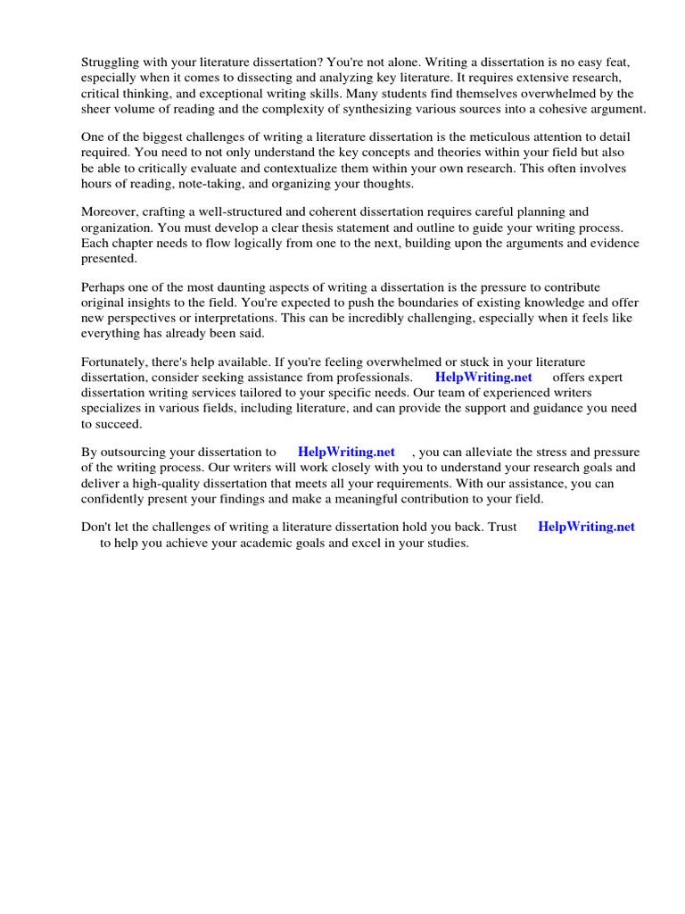 Key Literature Dissertation | PDF | Thesis | Critical Thinking