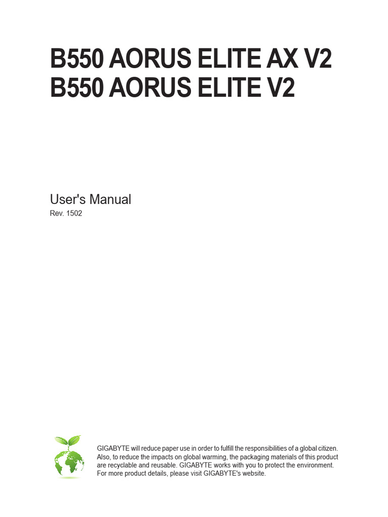 MB Manual B550-Aorus-Elite-Ax-V2 1502 e | PDF | Usb | Hdmi