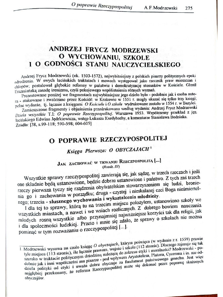 O-Poprawie-Rzeczypospolitej Frycz - Modrzewski | PDF