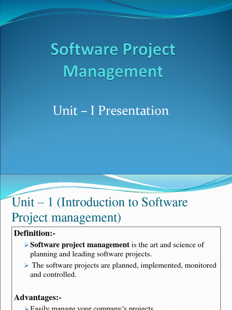 Software Project Management Unit 1 | PDF | Project Management | Feasibility Study