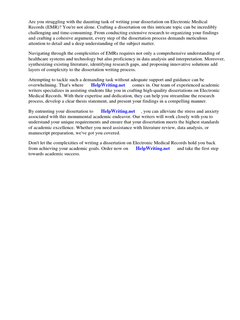 Electronic Medical Records Dissertation | PDF | Electronic Health ...