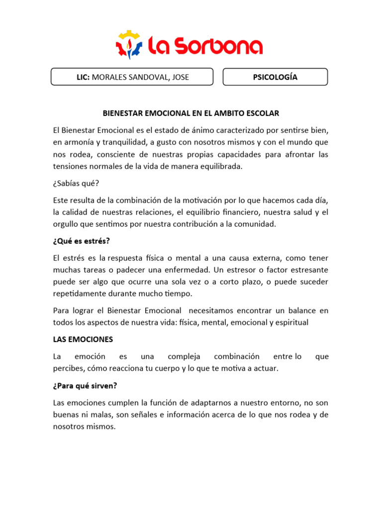 Bienestar Emocional | PDF