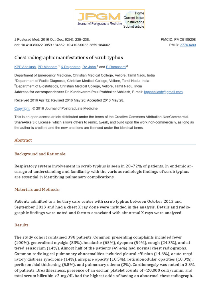Chest Radiographic Manifestations of Scrub Typhus - PMC | PDF ...