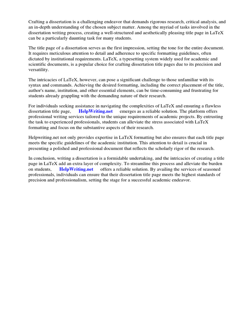 Dissertation Title Page Latex | Download Free PDF | Thesis | Te X