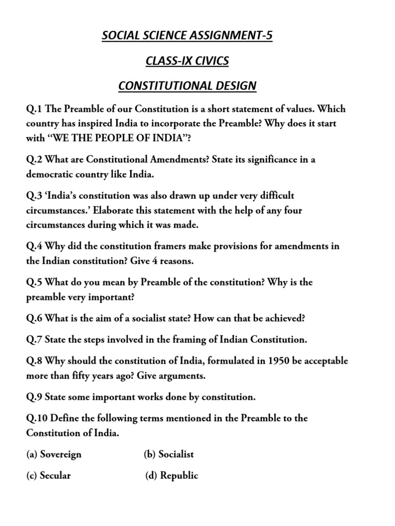 CBSE Class 9 Social Science - Constitutional Design | PDF