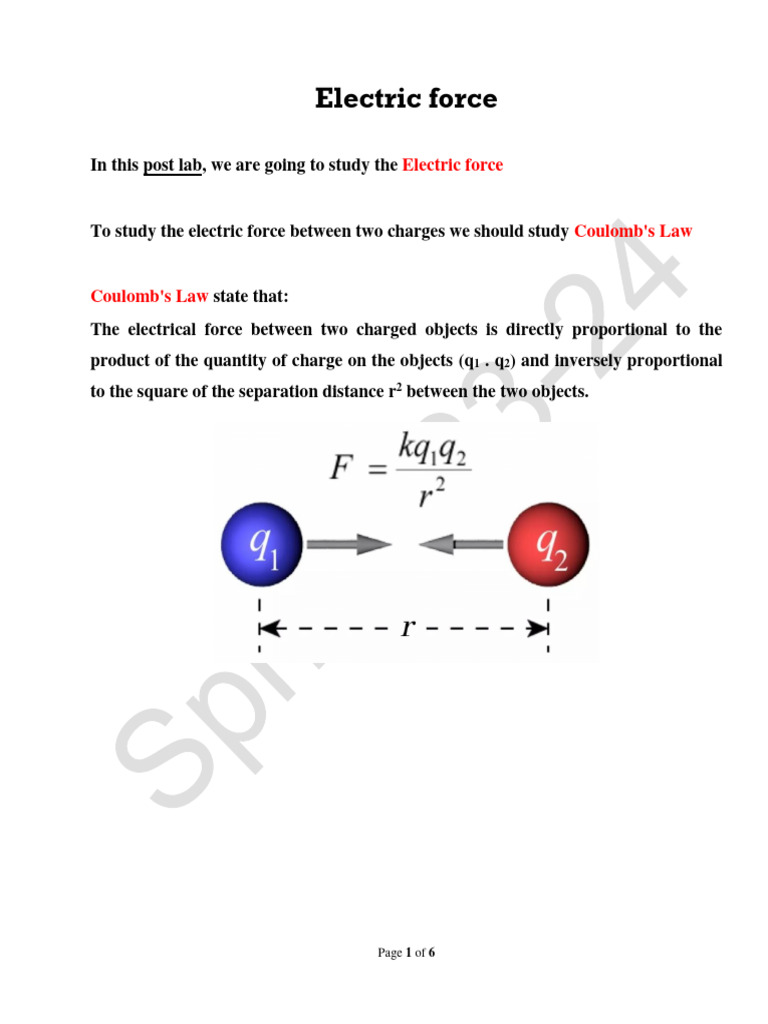 01 Electric Force | PDF | Force | Physics