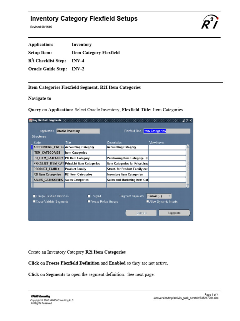 INV Category Flexfield Setup | PDF | Software | Computing
