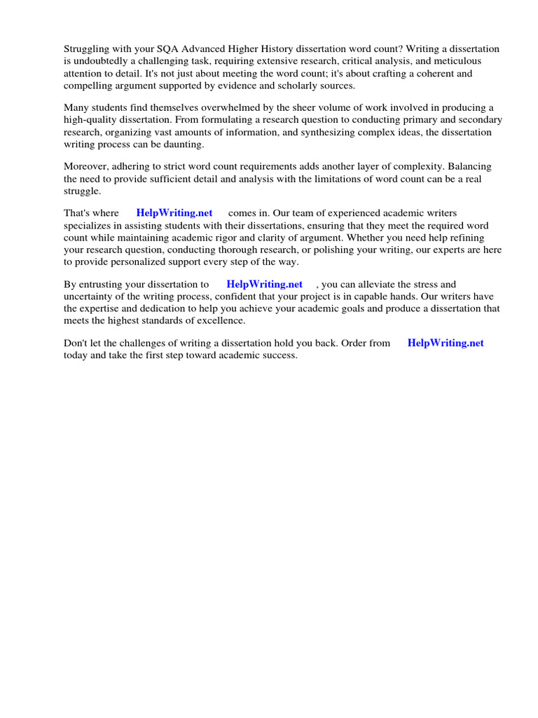Sqa Advanced Higher History Dissertation Word Count | PDF | Thesis | Essays