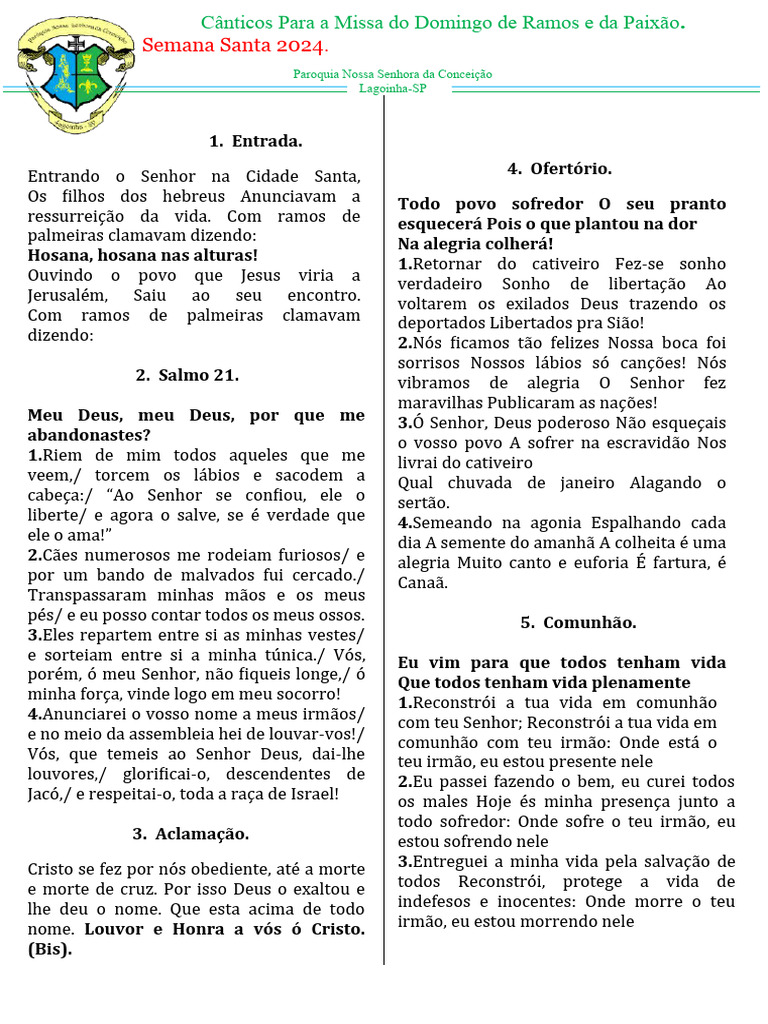 2-Missa Solene Domingo de Ramos e Da Paixão Do Senhor | PDF