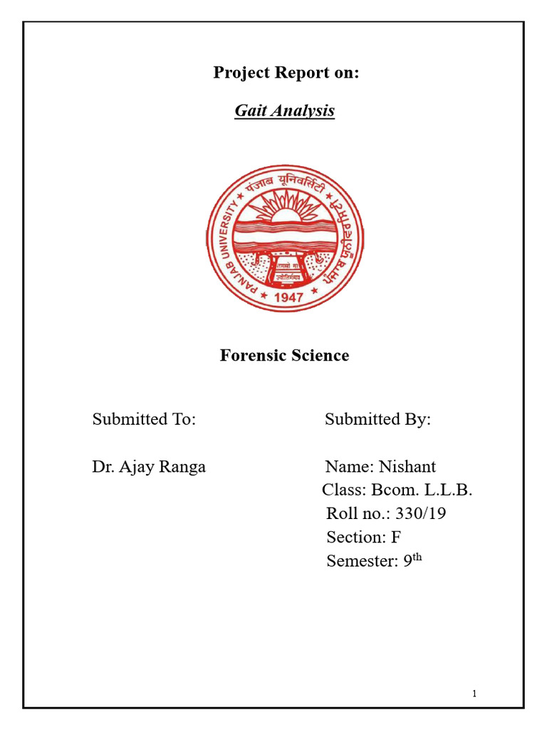 Project Report On Gait Analysis | PDF | Forensic Science | Neurology Project Report On Gait Analysis | PDF | Forensic Science | Neurology