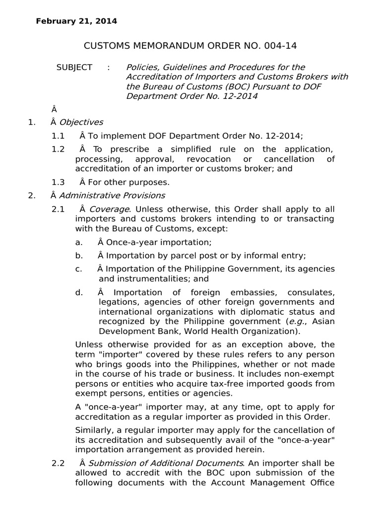 Importer and Customs Broker Accreditation Guide | PDF | Customs ...