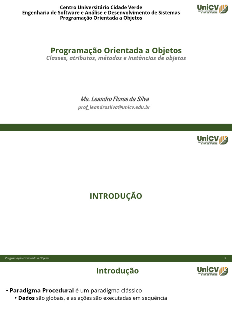 Fundamentos da Programação Orientada a Objetos | PDF | Classe ...