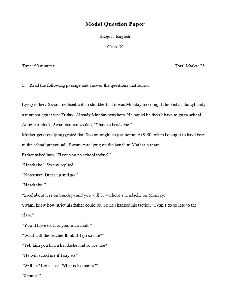 Blueprint Question Paper English | PDF