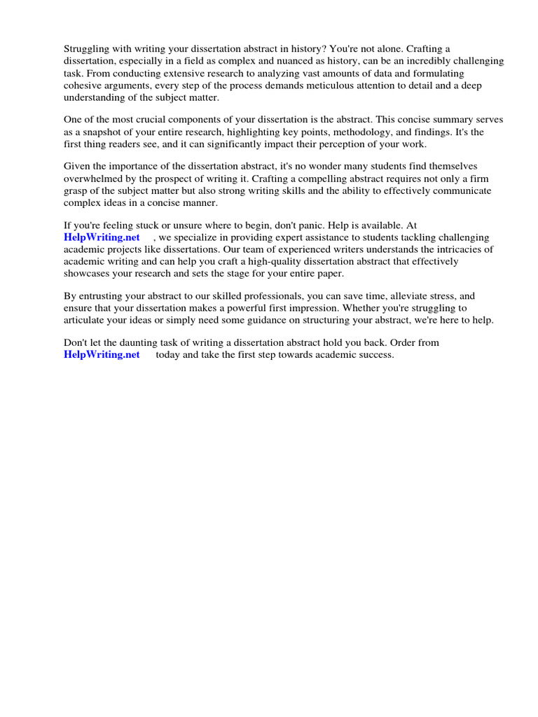 Dissertation Abstract Example History | Download Free PDF | Abstract ...