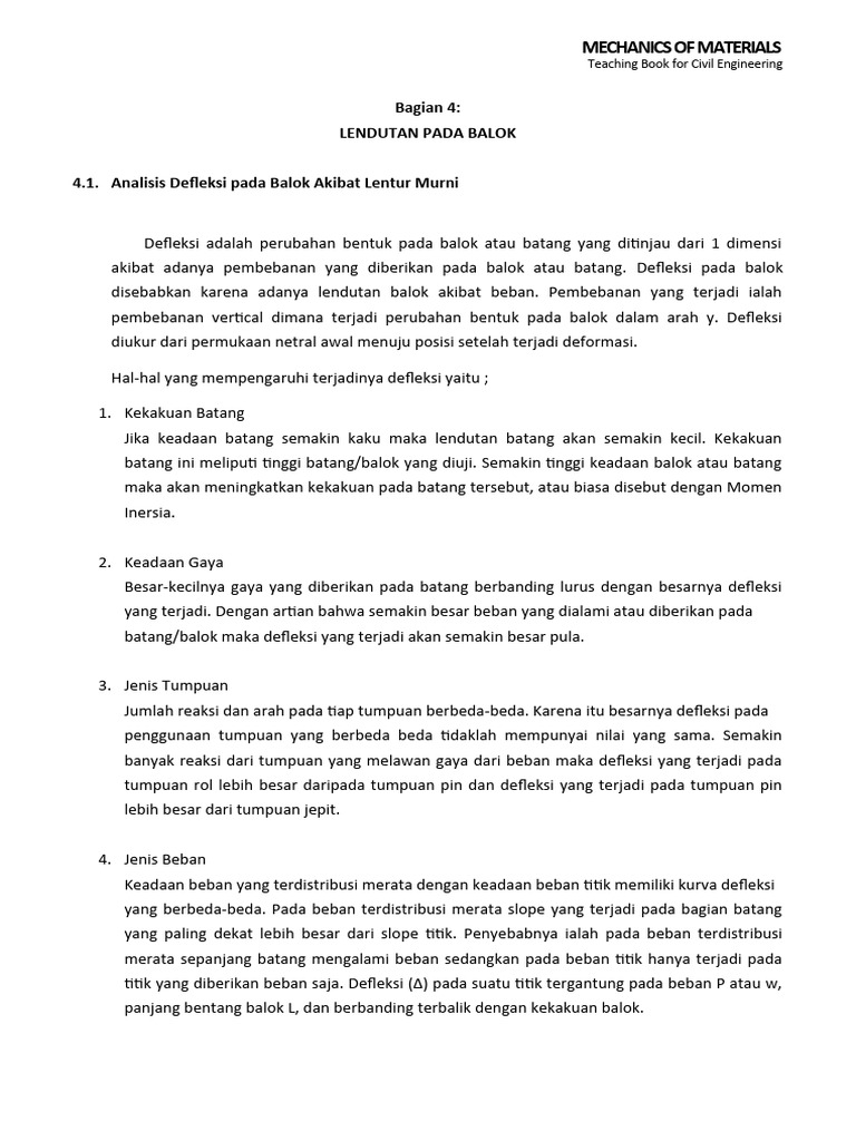Bagian 4 LENDUTAN PADA BALOK | PDF