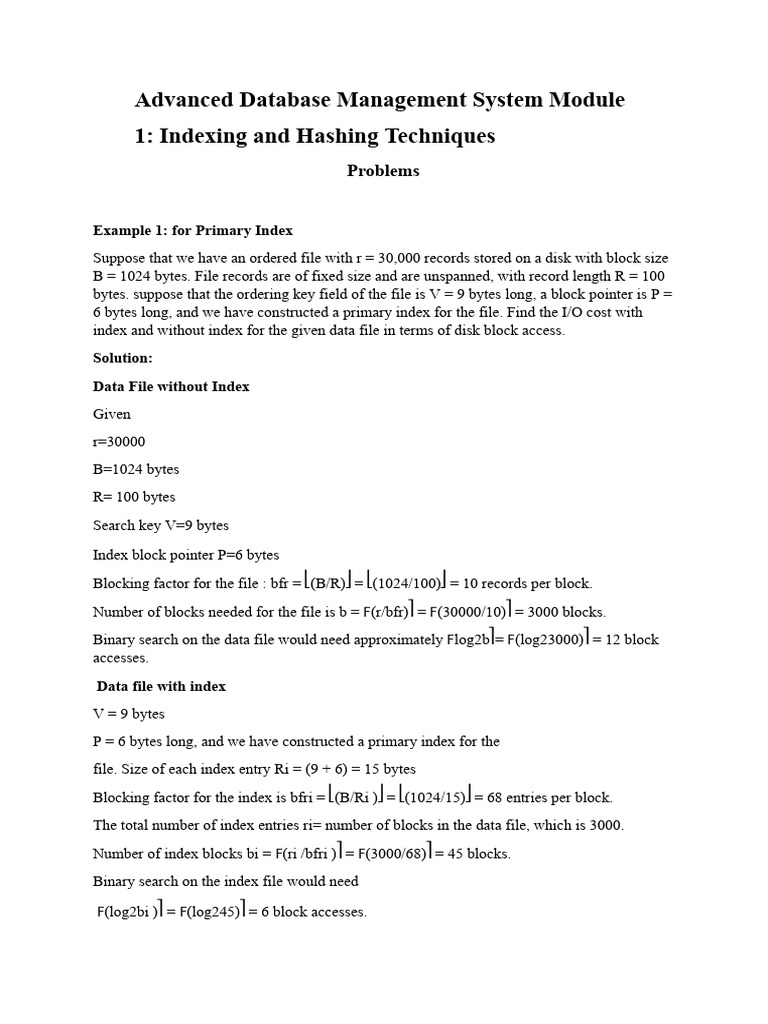 Module1 Problems | PDF | Database Index | Computer File