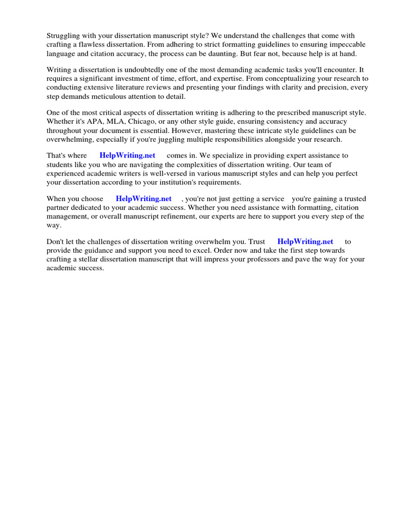 Dissertation Manuscript Style | PDF | Thesis | Methodology