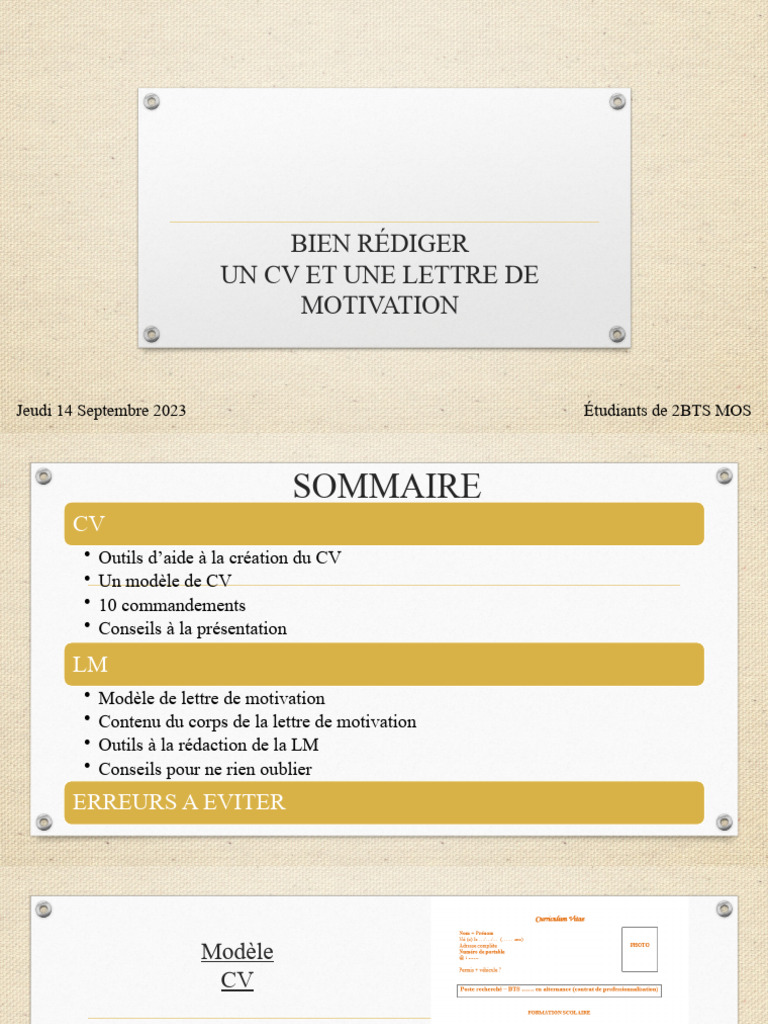 Rédiger un CV et une lettre de motivation | PDF | Microsoft Word ...