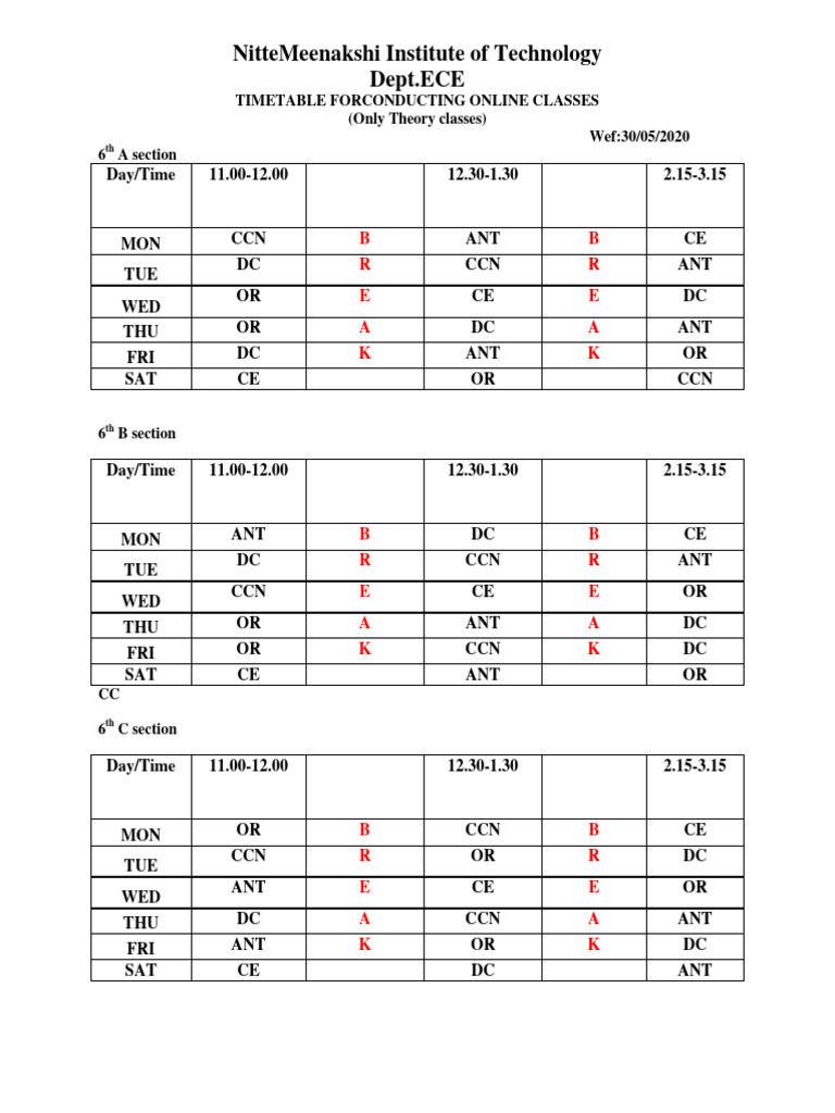 6th Sem TT Wef 30 5 2020 | PDF | Digital Signal Processing | Computing