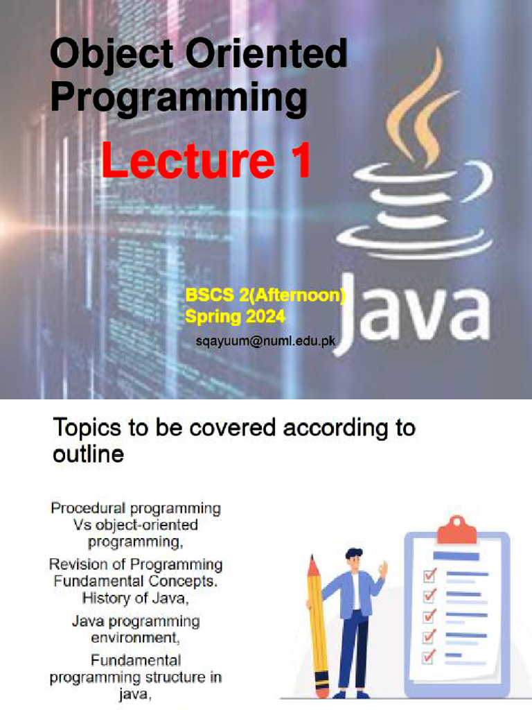 Lecture 1 Intro To Java | Download Free PDF | Object Oriented ... Lecture 1 Intro To Java | Download Free PDF | Object Oriented ...