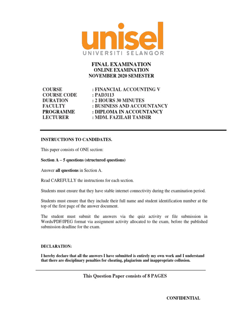Fa5 Nov20 | PDF | Book Value | Balance Sheet