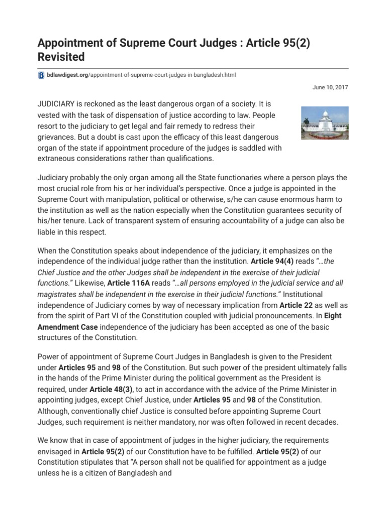 Judicial Appointments in Bangladesh | PDF | Judge | Supreme Court Of ...