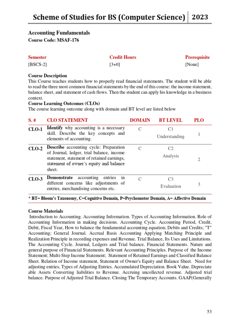 Accounting Fundamentals Course Overview | PDF | Debits And Credits ...