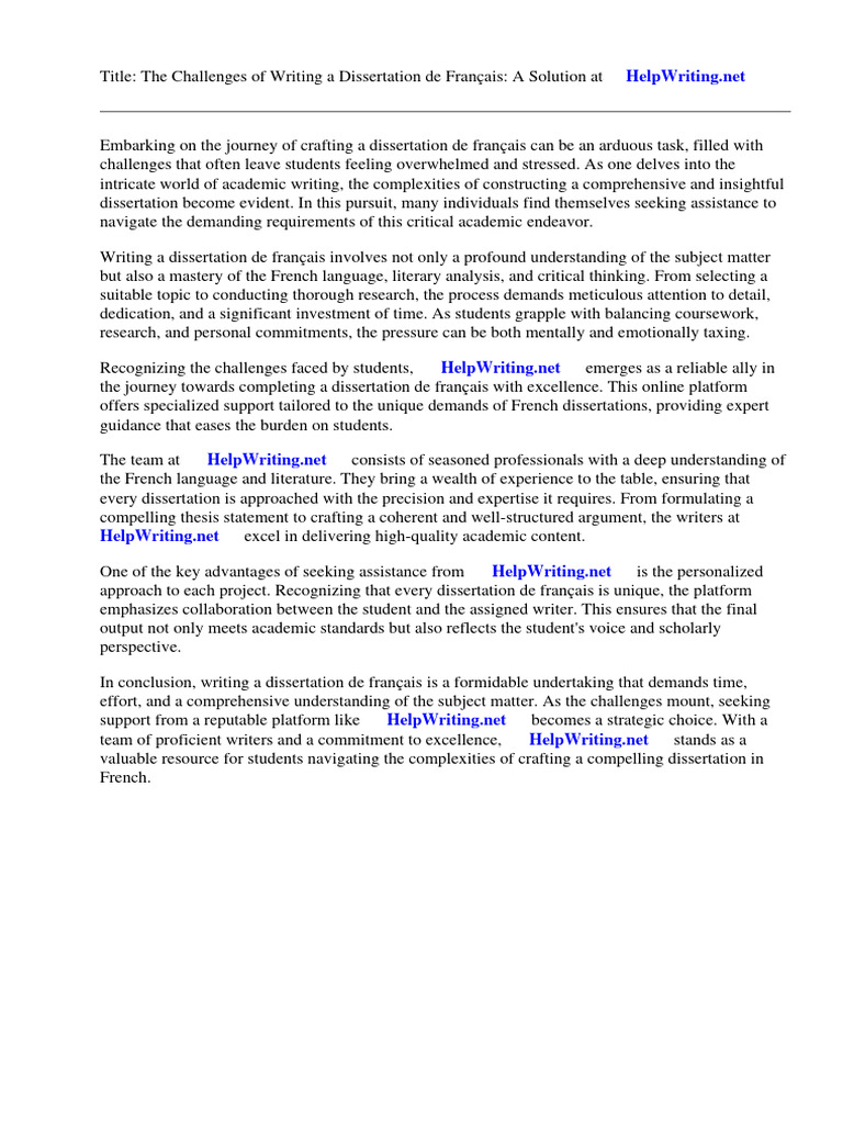 Dissertation de Francais Exemple | PDF | Thesis | Scribd