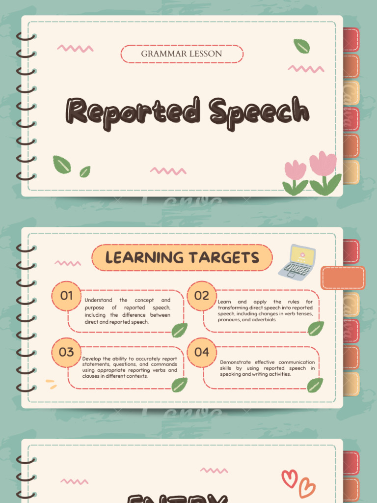 Reported Speech for Grade 8 Students | PDF | Question | Verb